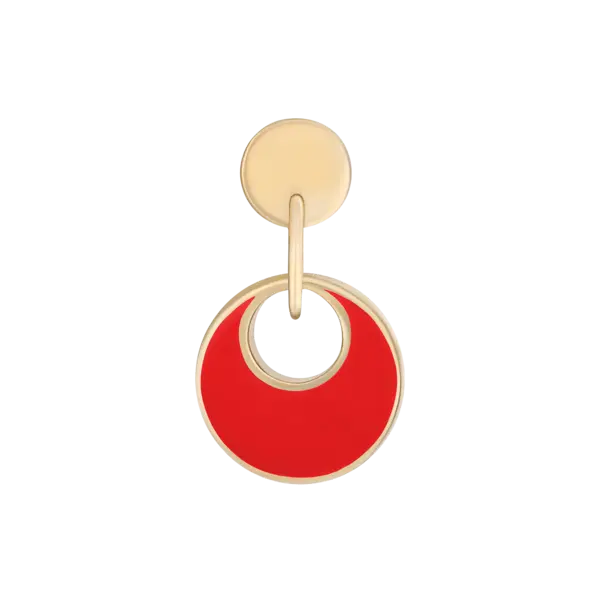 OUF! Moon Disk Dangle Stud Earring - Red