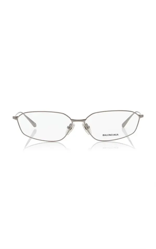 Balenciaga Editorial Oval-frame Metal Glasses - Clear