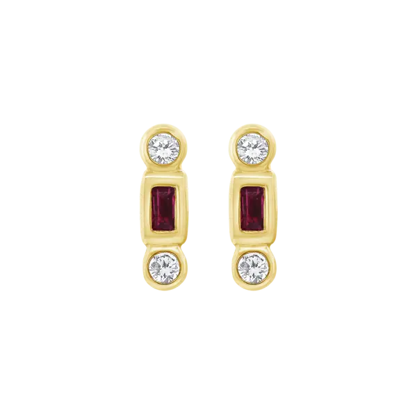 OUF! Ruby And Diamond Bar Stud Earring