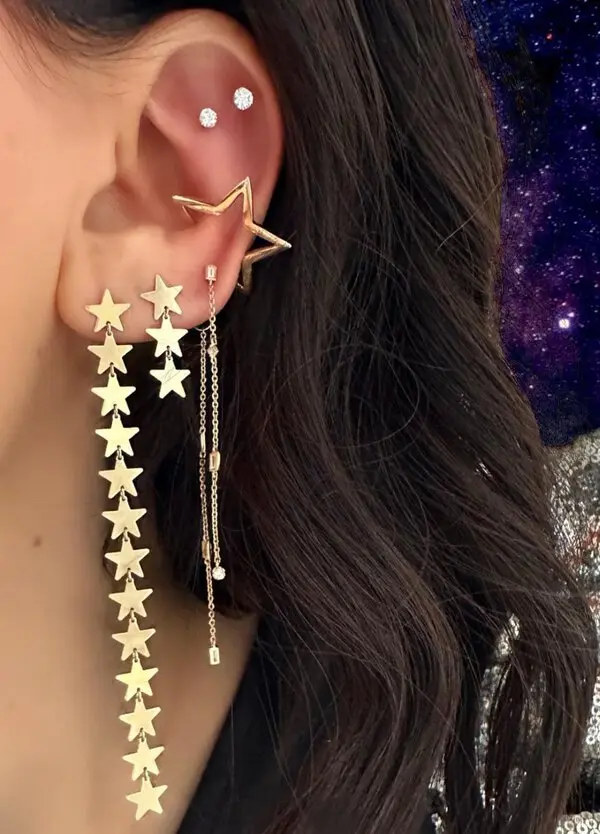 OUF! Love Stars Dangle Stud Earrings