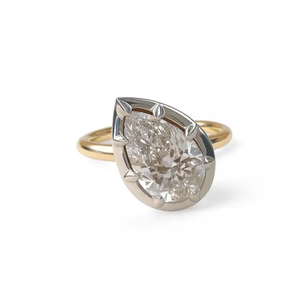 OUF! Tilted Pear Diamond Pinky Ring - One-color