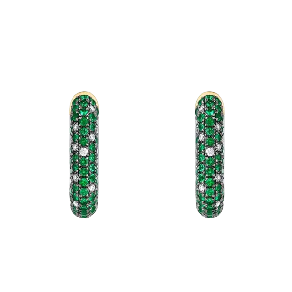 OUF! Emerald And Diamond Pave Huggie Earrings