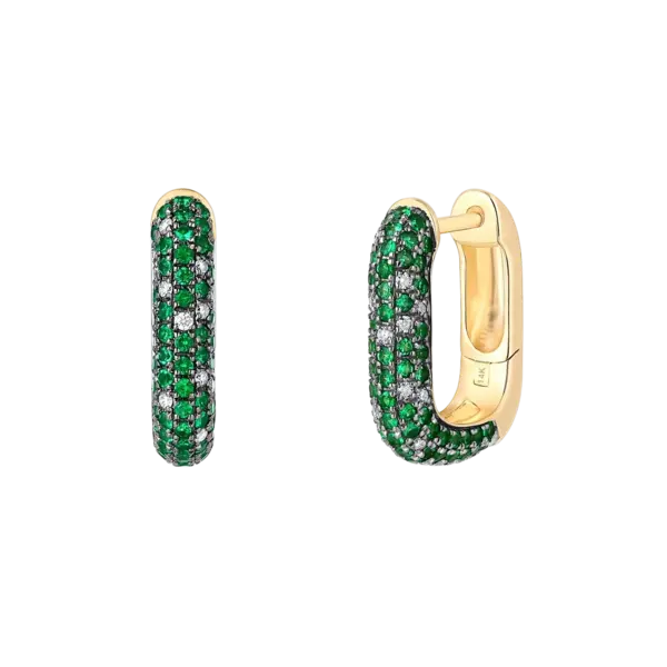 OUF! Emerald And Diamond Pave Huggie Earrings - One-color