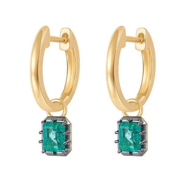 OUF! Emerald Dangle Drop Huggie Earrings - One-color