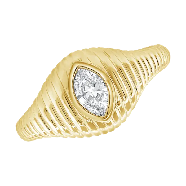 OUF! Diamond Marquise Fluted Signet Ring - One-color