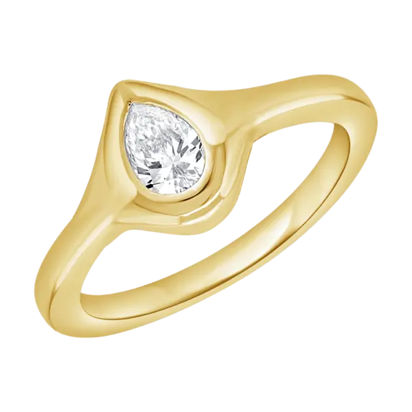 OUF! Diamond Pear Signet Pinky Ring - One-color