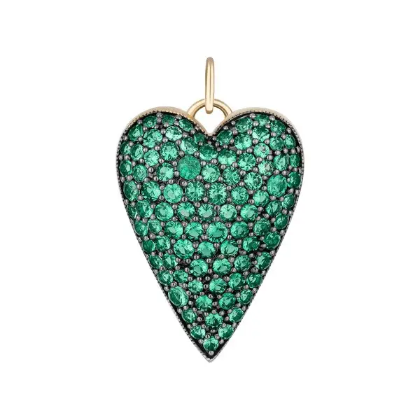 OUF! Emerald Domed Heart Pendant - One-color