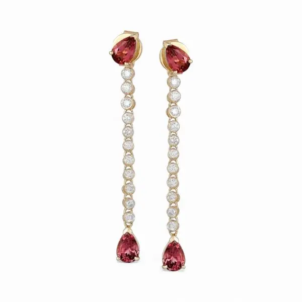 OUF! Diamond And Pink Tourmaline Dangle Earrings - One-color