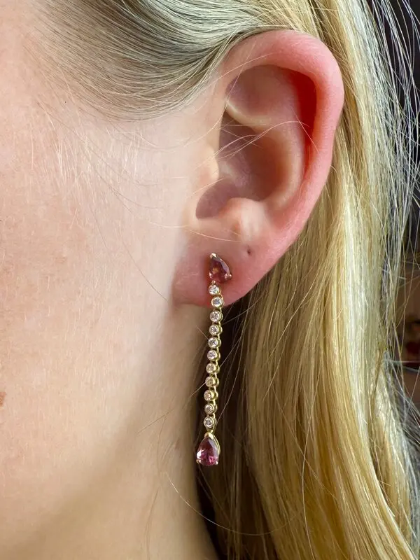 OUF! Diamond And Pink Tourmaline Dangle Earrings