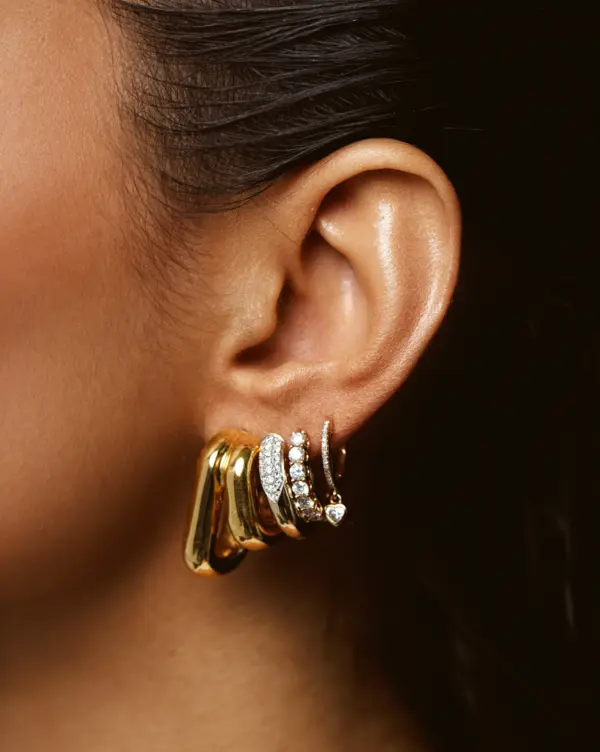 OUF! Diamond Puffer Hoop Earrings
