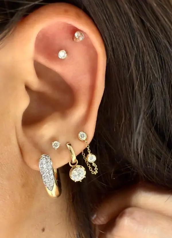 OUF! Diamond Puffer Hoop Earrings