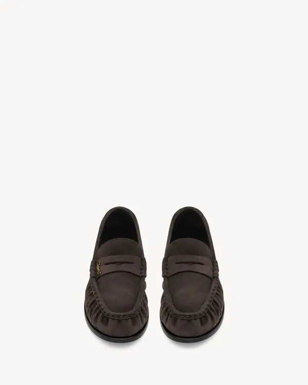Saint Laurent Le Loafer Supple In Suede In Brown - Dark Chocolate