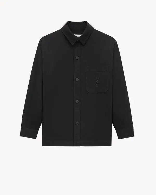 Saint Laurent Cassandre Overshirt In Cotton Linen Gabardine