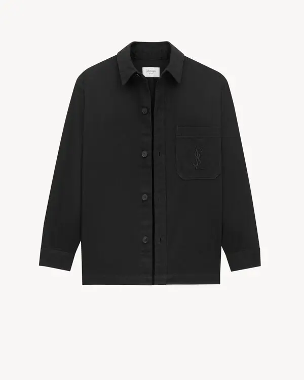 Saint Laurent Cassandre Overshirt In Cotton Linen Gabardine