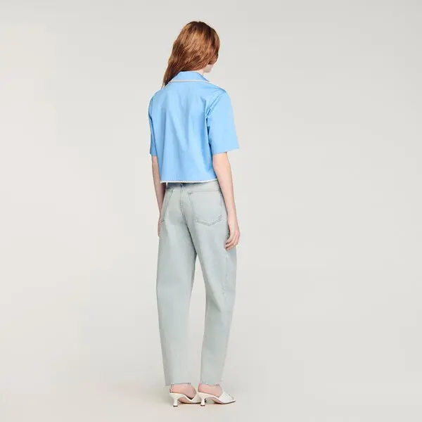 Sandro Cotton Shirt With Beaded Trim