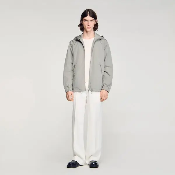 Sandro Technical Hooded Jacket - Aluminum