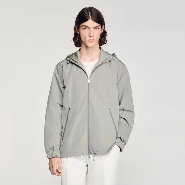 Sandro Technical Hooded Jacket - Aluminum
