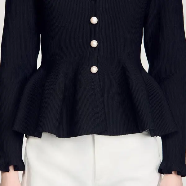 Sandro Textured Knit Peplum Cardigan