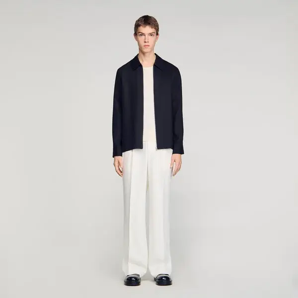 Sandro Loose-fit Zip-up Shirt - Black
