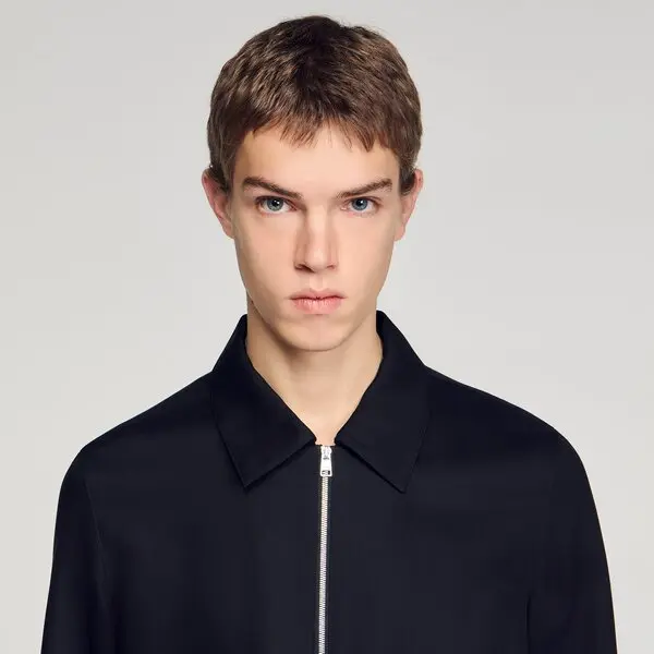 Sandro Loose-fit Zip-up Shirt - Black