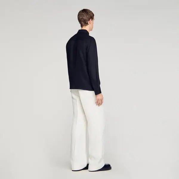 Sandro Loose-fit Zip-up Shirt - Black