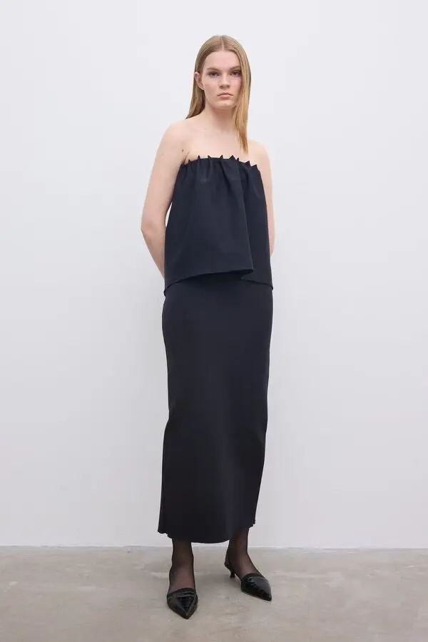 HOUSE OF DAGMAR Ruched Tube Top - Black