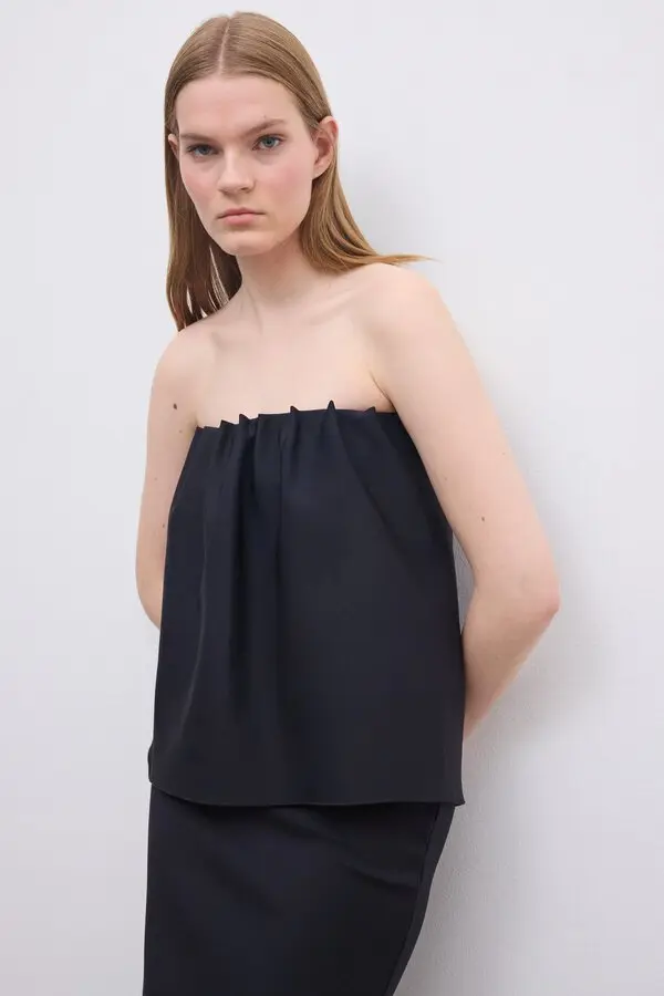 HOUSE OF DAGMAR Ruched Tube Top - Black