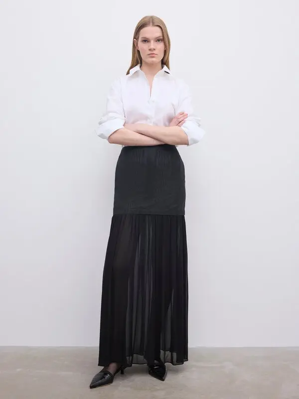 HOUSE OF DAGMAR Jacquard Maxi Skirt - Black