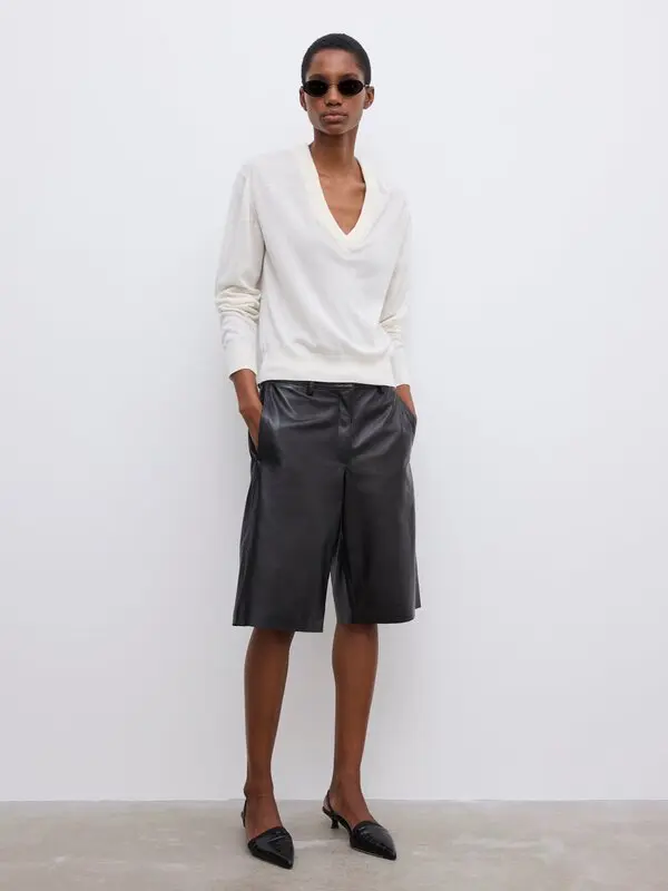 HOUSE OF DAGMAR Lambskin Nappa Leather Shorts - Black