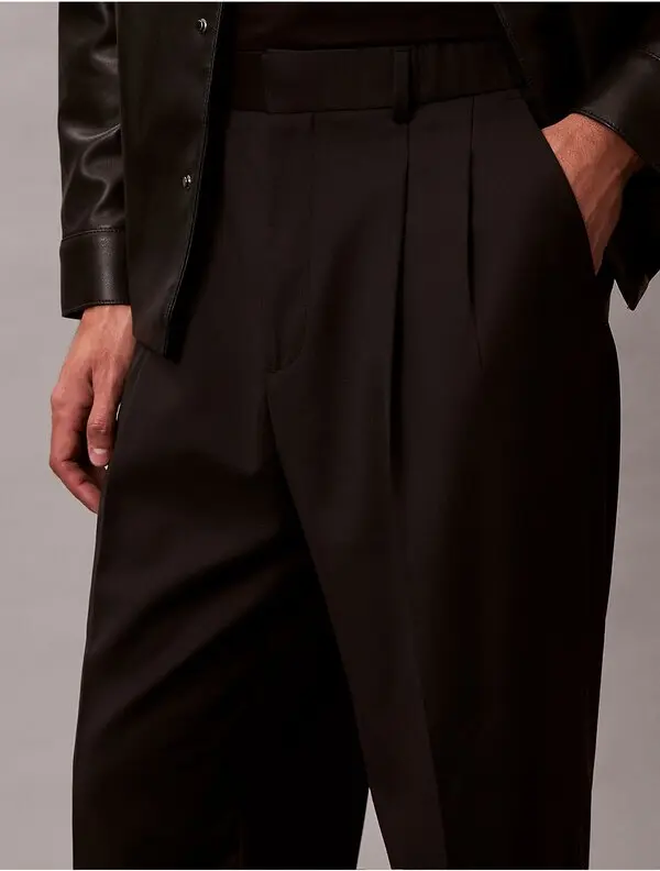 Calvin Klein Wool Blend Twill Wide Leg Trouser
