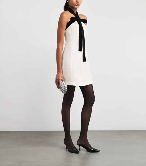 Simkhai Jolie Mini Dress With Velvet Trim - Ivory | Editorialist
