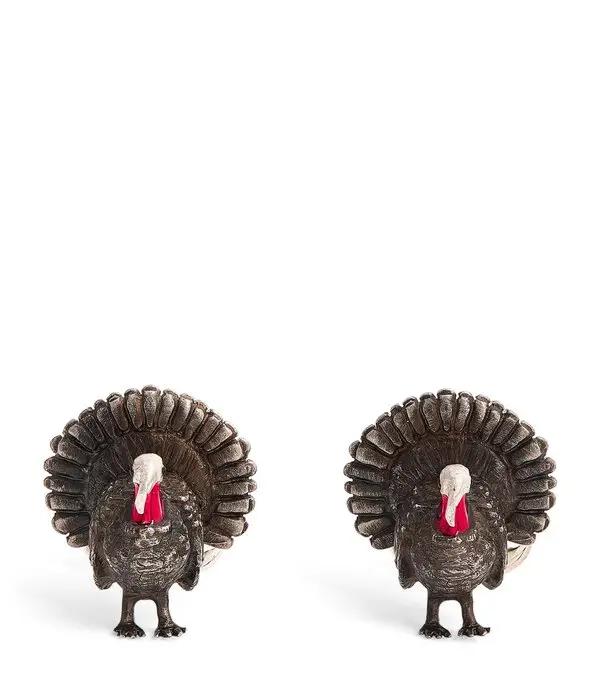 DEAKIN & FRANCIS Sterling Silver Wild Turkey Cufflinks - Black