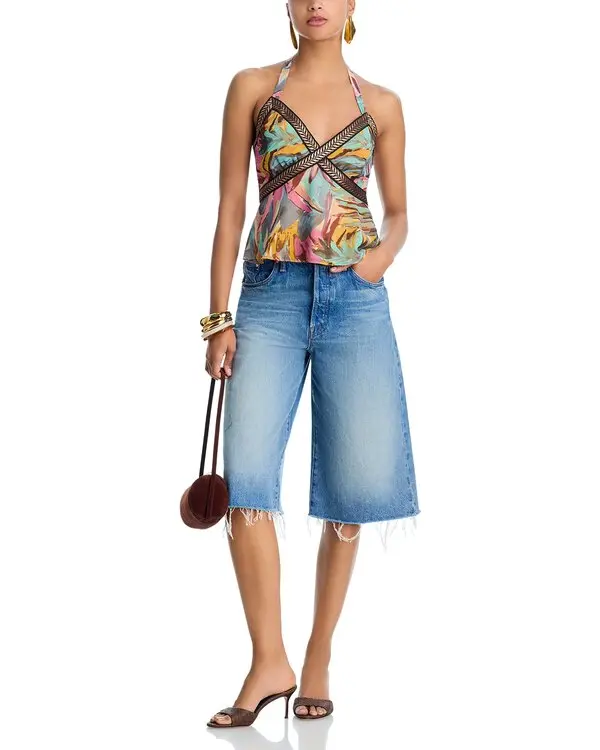 Aqua Abstract Twist Front Sleeveless Tank Top