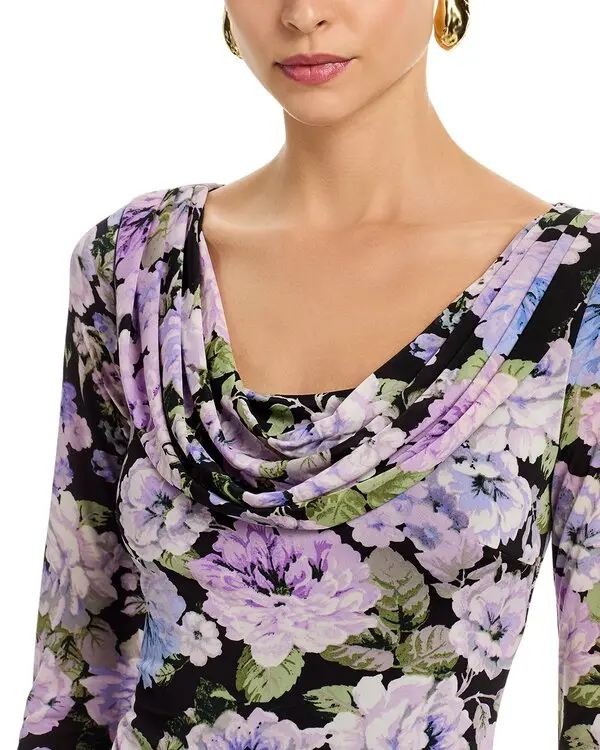 Aqua Bloom Cowl Neck Mini Dress