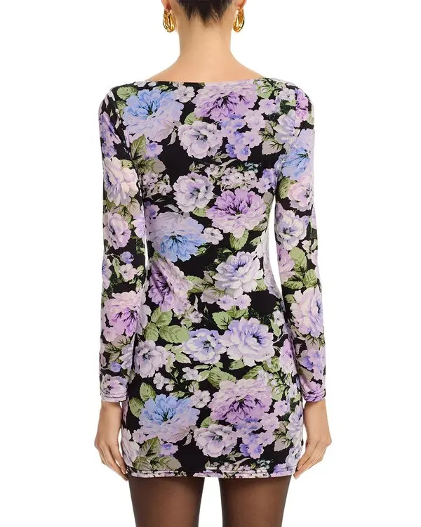 Aqua Bloom Cowl Neck Mini Dress