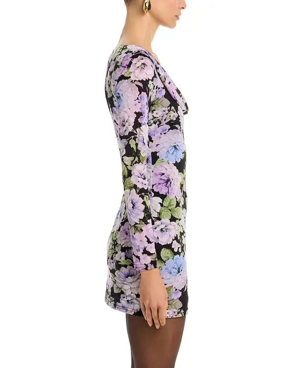 Aqua Bloom Cowl Neck Mini Dress