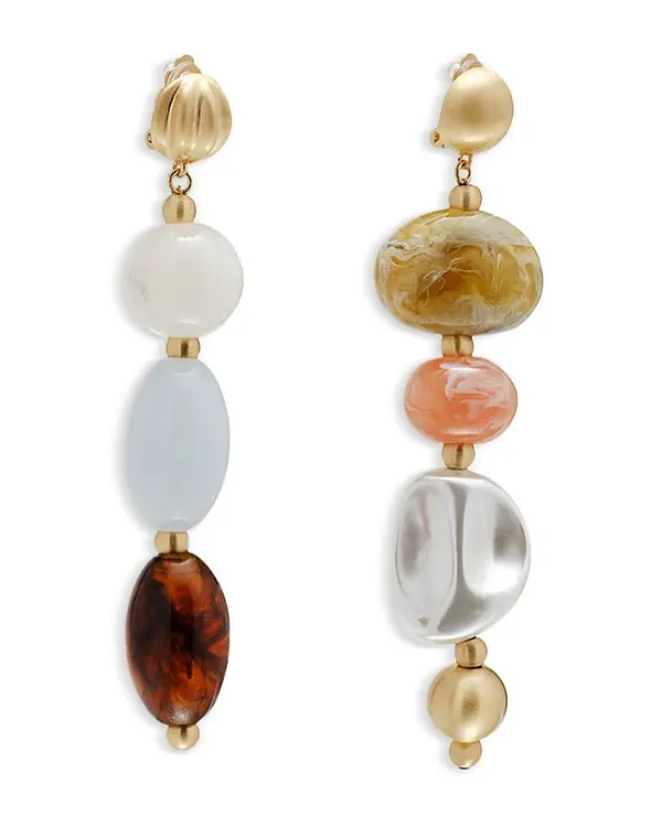 Cult Gaia Mercier Stone Beaded Clip-on Drop Earrings - Multi/gold