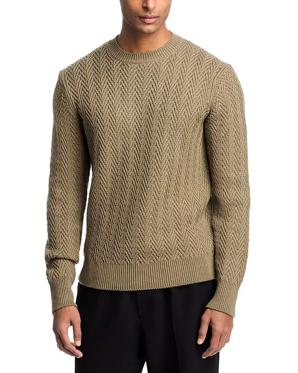 BOSS Hitalo Textured Crewneck Sweater - Open Brown