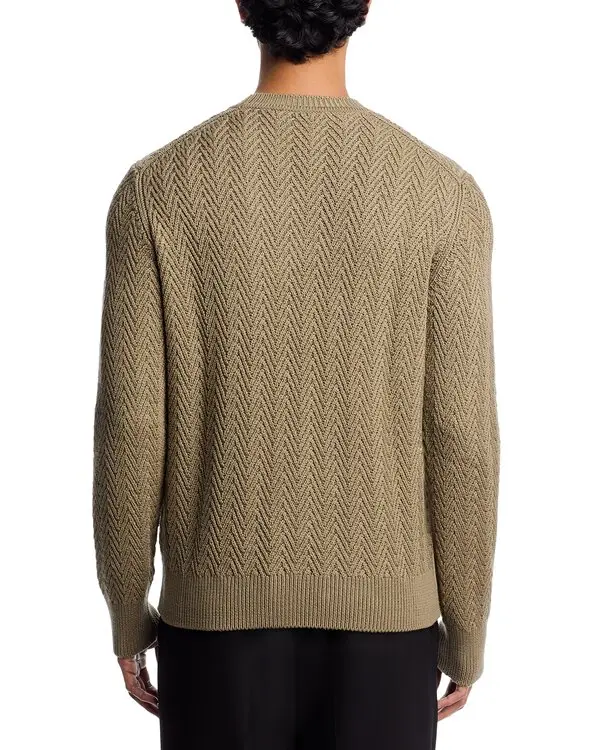 BOSS Hitalo Textured Crewneck Sweater - Open Brown