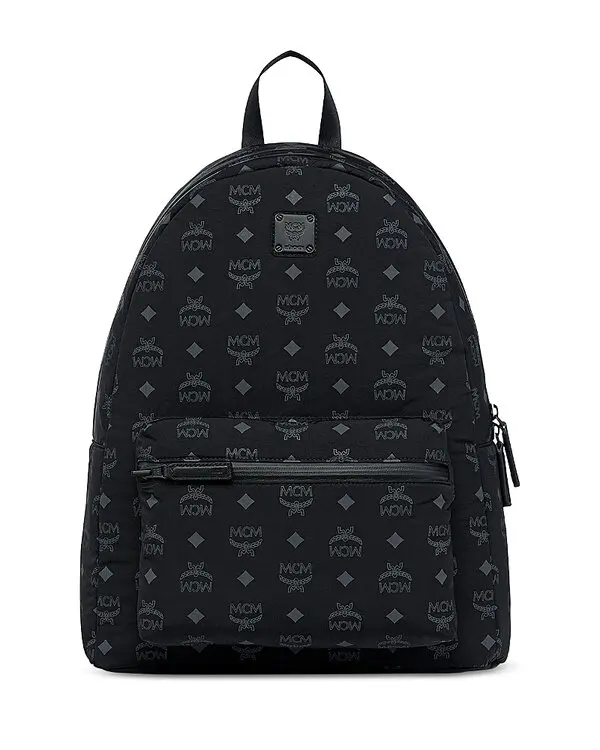 Mcm Stark Packable Backpack In Monogram Nylon - Black