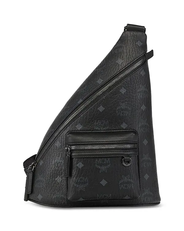 Mcm Aren Sling Bag In Visetos - Black
