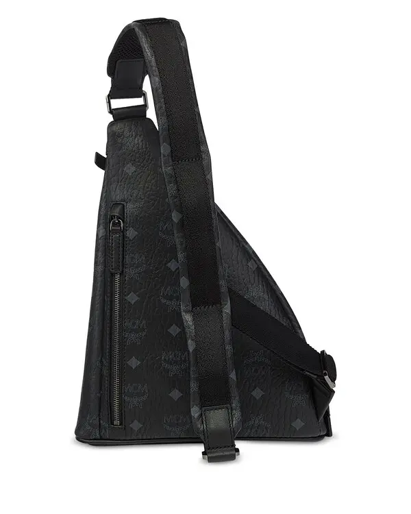Mcm Aren Sling Bag In Visetos - Black