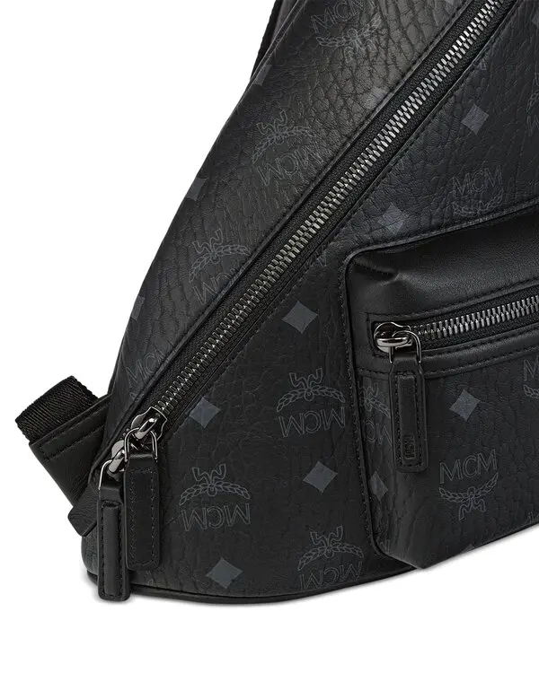Mcm Aren Sling Bag In Visetos - Black