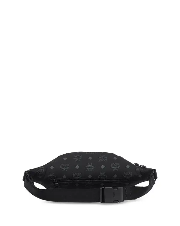 Mcm Fursten Belt Bag In Monogram Nylon - Black