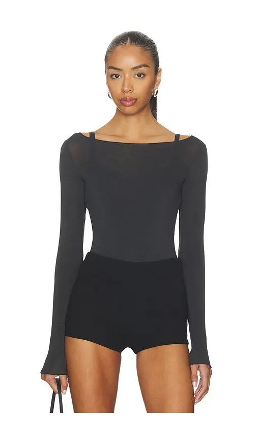 SKIMS Sheer Modal Long Sleeve Boat Neck T-shirt