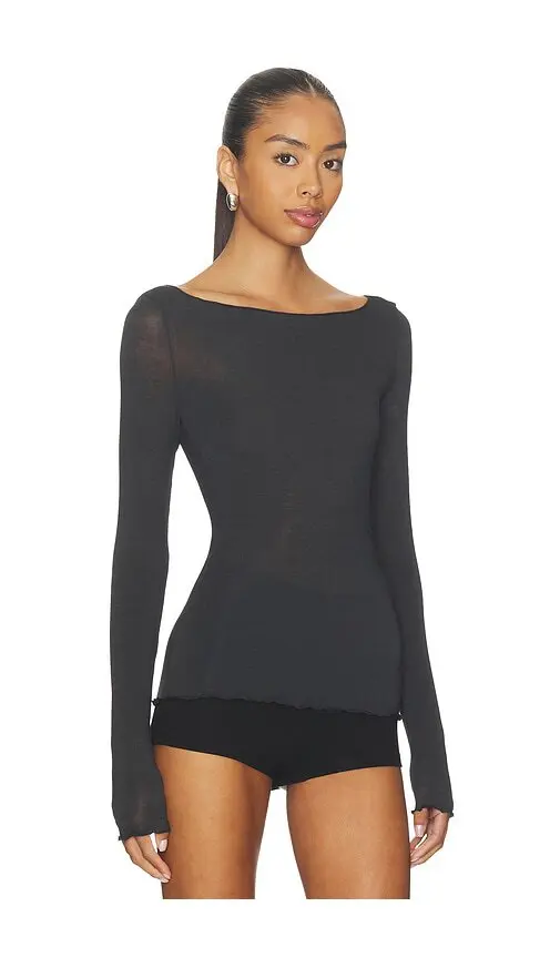 SKIMS Sheer Modal Long Sleeve Boat Neck T-shirt