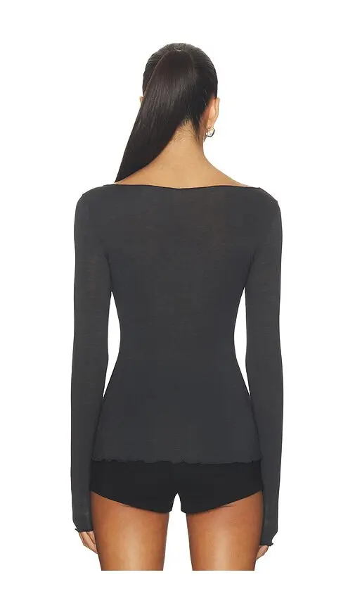 SKIMS Sheer Modal Long Sleeve Boat Neck T-shirt