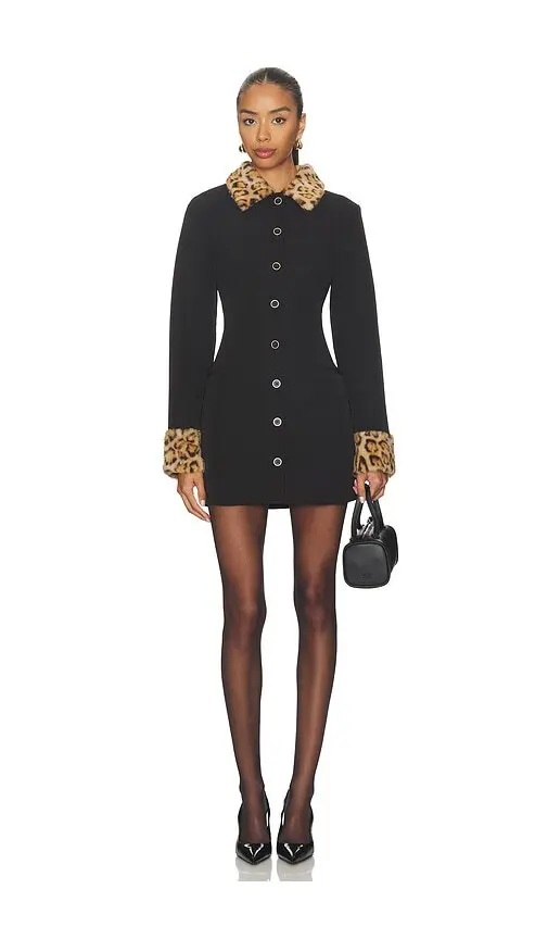 MORE TO COME Martti Mini Dress With Faux Fur Trim