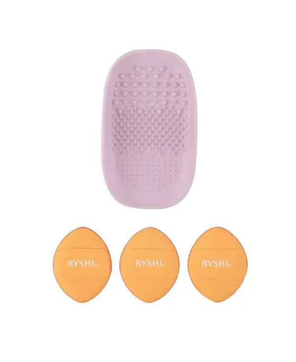 PURSONIC Precision & Care Beauty Bundle: Finger Beauty Blenders + Brush Cleaning Tool - Orange