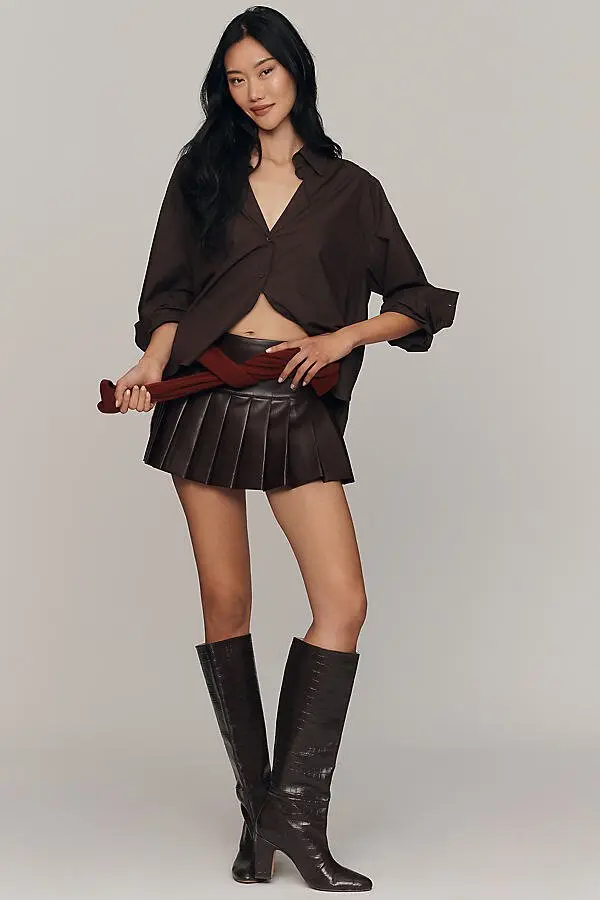 English Factory Faux Leather Skort